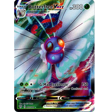 "Butterfree VMAX Ultra Rare 002/189 - Pokémon TCG Card Collectible"