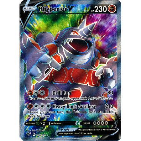 "Ultra Rare Full Art Rhyperior V Pokémon TCG Card 181/189"