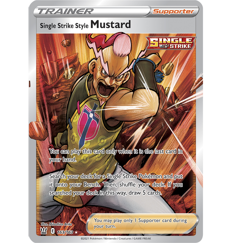 "Ultra Rare Full Art 163/163 Single Strike Style Mustard Pokémon TCG Card"