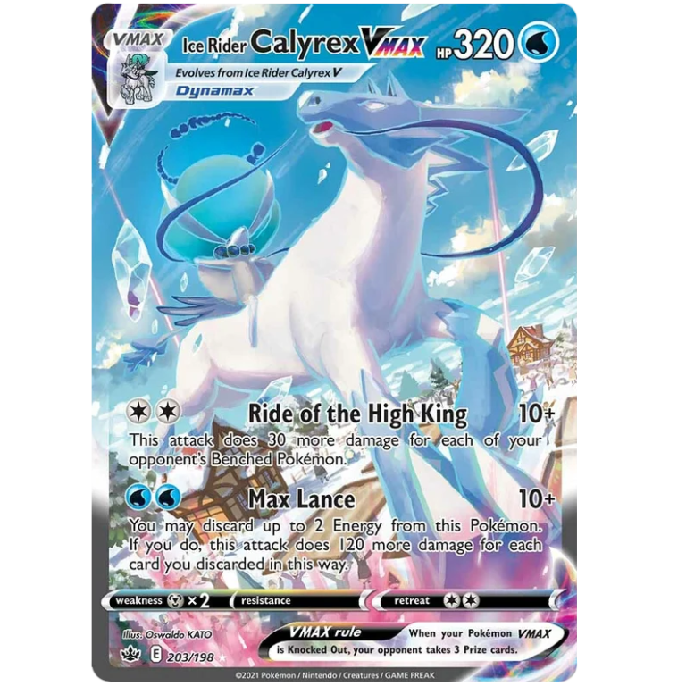 "Hyper Rare Alt Art Pokémon Card - Ice Rider Calyrex VMAX 203/198"