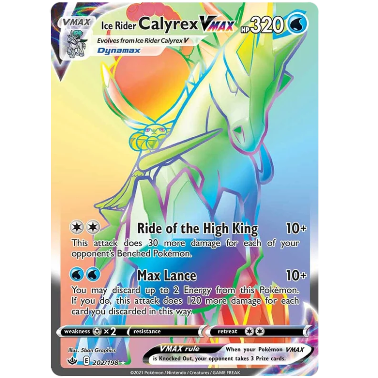 "Hyper Rare Ice Rider Calyrex VMAX 202/198 - Pokemon TCG Card"
