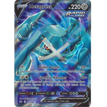 "Ultra Rare Full Art Metagross V Pokemon Card- 181/198"